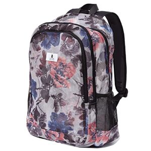 VAVAER Floral Large Mesh Backpack Travel Laptop Backpack College School Computer Bag Beach Bag Multipurpose