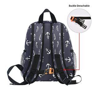 Nautical Retro Anchors Kids Backpack School Bag, Ocean Sea Beach Preschool Bookbag for Toddler Boys Girls Teens