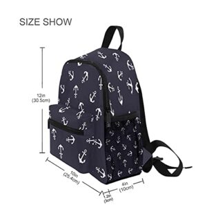 Nautical Retro Anchors Kids Backpack School Bag, Ocean Sea Beach Preschool Bookbag for Toddler Boys Girls Teens