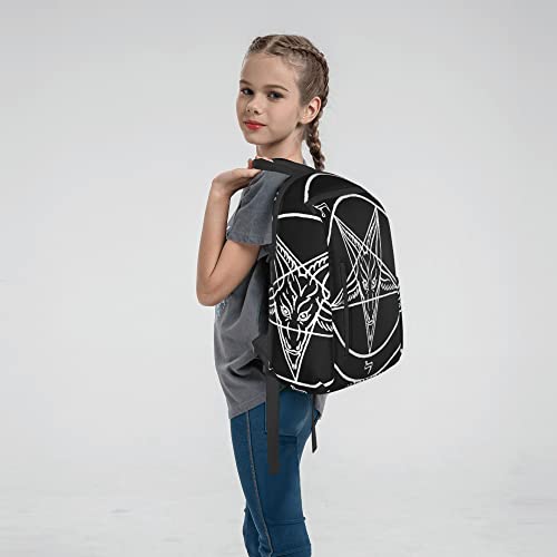 SWEET TANG Azazel Storm Goat Pentagram Satanic Logo black Backpack Students Bookbag Outdoor Daypack with Adjustable Shoulder Straps Multipurpose Backpack