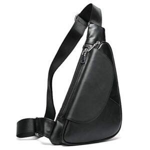 genuine leather sling bag triangle crossbody bags front chest day pack one shoulder strap backpack