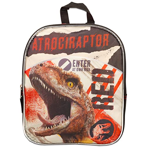 Jurassic World Mini Backpack - Bundle with 11 Inch Jurassic World Preschool Backpack, Water Pouch, Stickers, More - Jurassic Park Mini Backpack Boys Girls Toddler