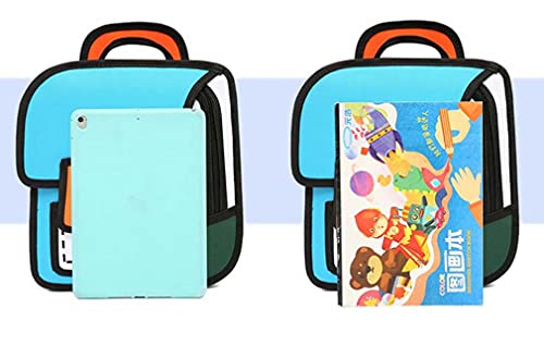 MJUNBOBU Girls Boys Jump Style 3D Backpack 16Inch 2D Drawing Anime Comic Cartoon Backpack Daypack Large (Yellow) (Blue)