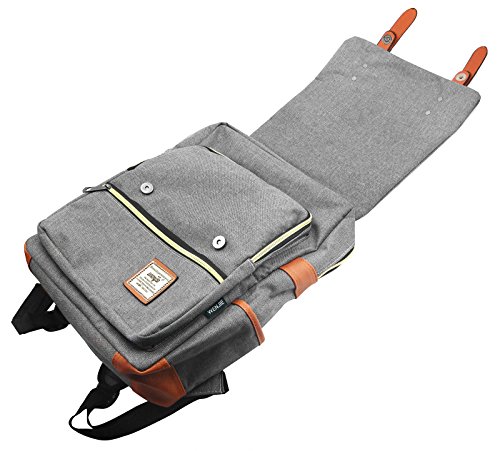 Furivy Unisex Oxford Retro Style Laptop Backpack College School Bag Student Daypack Rucksack Light Gray