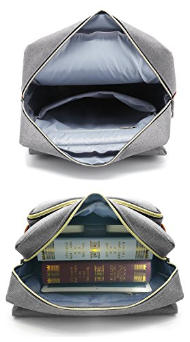 Furivy Unisex Oxford Retro Style Laptop Backpack College School Bag Student Daypack Rucksack Light Gray