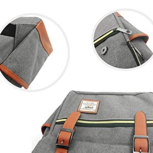 Furivy Unisex Oxford Retro Style Laptop Backpack College School Bag Student Daypack Rucksack Light Gray