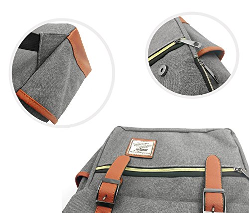 Furivy Unisex Oxford Retro Style Laptop Backpack College School Bag Student Daypack Rucksack Light Gray