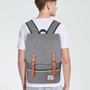 Furivy Unisex Oxford Retro Style Laptop Backpack College School Bag Student Daypack Rucksack Light Gray