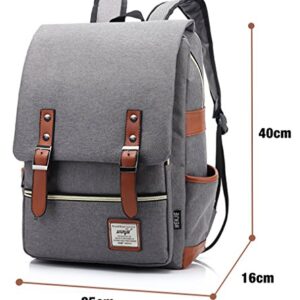 Furivy Unisex Oxford Retro Style Laptop Backpack College School Bag Student Daypack Rucksack Light Gray