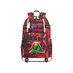 one piece anime character luffy fashion backpack equipped with usb interface casual large-capacity laptop backpack (f4-4)