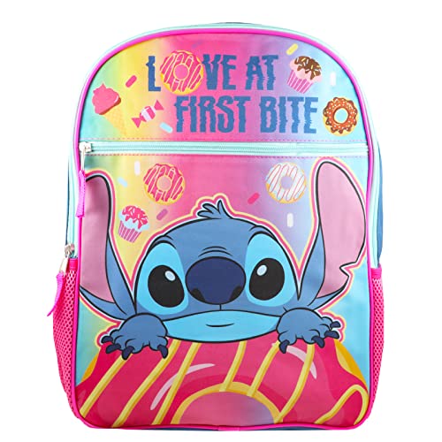 Disney Bundle Stitch School Supplies Bundle Lilo and Stitch School Bag Set - 4 Pc Stitch Backpack for Girls with Monster Stickers, Hibiscus Stampers, and More (Stitch School Backpack)