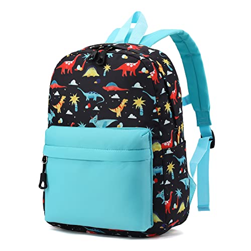 Little Kids Toddler Backpacks for Boys and Girls Preschool Backpack With Chest Strap (Dinosaur black blue)