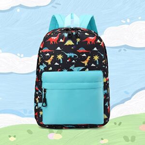 Little Kids Toddler Backpacks for Boys and Girls Preschool Backpack With Chest Strap (Dinosaur black blue)