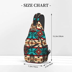 Retro Native Indian American Sling Native Pattern Sling Backpack Crossbody Cross Chest Bag Daypack for Hiking Travel