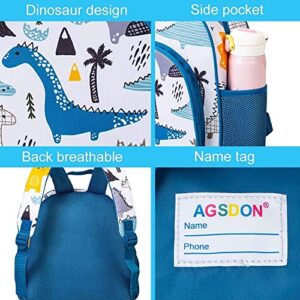 3PCS Toddler Backpack for Boys, 12.5" Dinosaur Book Bag and Lunch Box Set