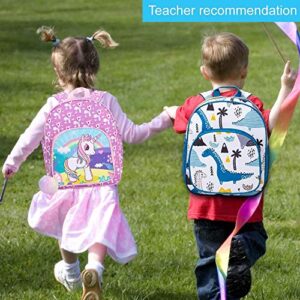 3PCS Toddler Backpack for Boys, 12.5" Dinosaur Book Bag and Lunch Box Set