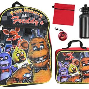 Five Nights At Freddy's 16" Backpack Lunch Box Water Bottle Lunch Kit -5 Piece Set