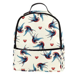 casual mini backpack pu leather travel shopping bags daypacks old school swallows background