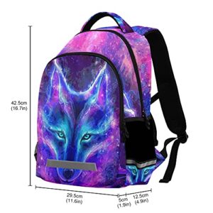 ALAZA Wolf Print Galaxy Starry Sky Animal Backpack Purse for Women Men Personalized Laptop Notebook Tablet School Bag Stylish Casual Daypack, 13 14 15.6 inch