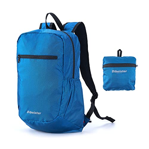 Dibeister lightweight foldable backpack, hiking waterproof backpack, camping outdoor vacation daily bag (Blue)