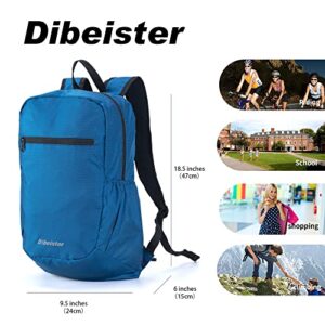 Dibeister lightweight foldable backpack, hiking waterproof backpack, camping outdoor vacation daily bag (Blue)