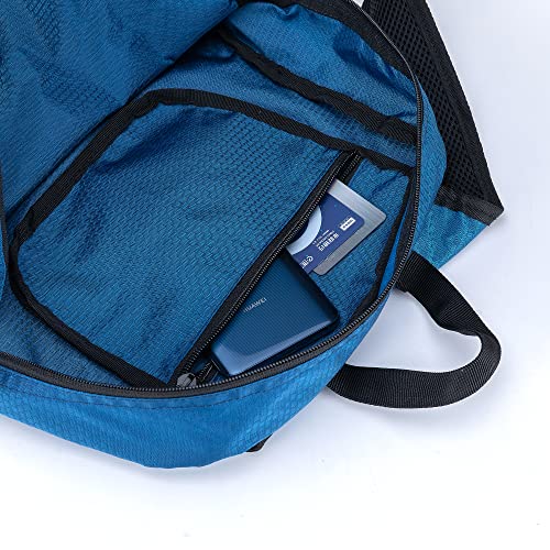 Dibeister lightweight foldable backpack, hiking waterproof backpack, camping outdoor vacation daily bag (Blue)