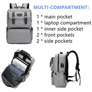 Laptop Backpack for Women Men Vintage Backpack Bookbags Anti Theft Bookbag 16 inch Grey