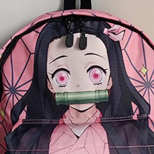 XIXISA Anime Nezuko Shinobu Kanroji Inosuke Cosplay School Backpack with Pencil Case Anime Backpacks for Teens