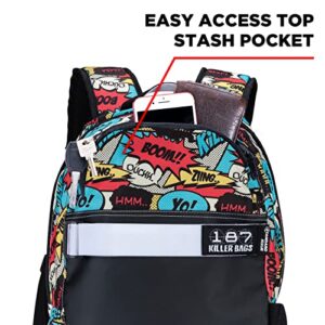 187 KILLER PADS Standard Issue Backpack with Skateboard Straps, Comic