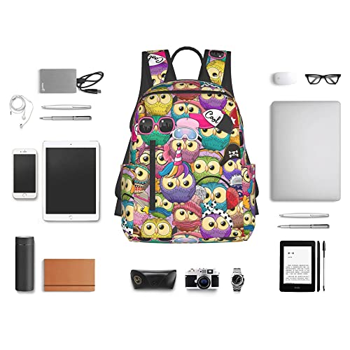 Thinye Casual Daypack Backpacks for Women Cool Backpacks for School Cute Cartoon Owls Backpack for Girls Boys