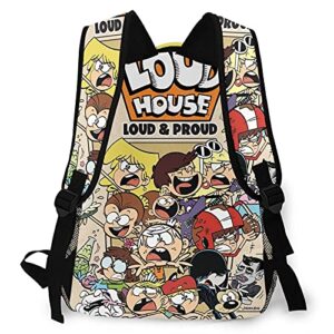 Cartoon The Loud House Casual Backpack Fun Laptop Back Pack Book Bag Hiking Outgoing Daypack For Adult Women Mens