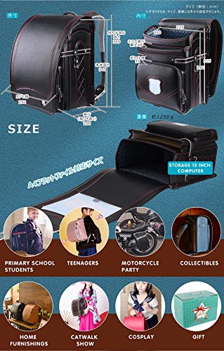 Baobab's wish Ransel Randoseru Japanese schoolbag Backpacks Lightweight & Sturdy Japan Backpacks With One-touch Switch (blue) (rbsb-012)