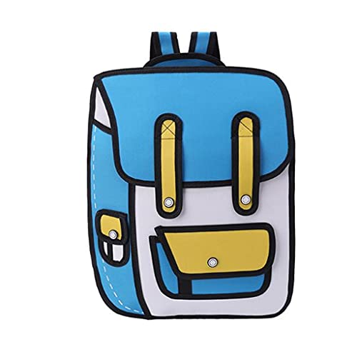 S-YUWEN 2D Comic Backpack, Creative Cartoon School Bag, 3D Jump Style Comic Bookbag, Comic Bookbag for Teenager Students Girls Daypack Travel Rucksack,Perfect Size for School and Travel