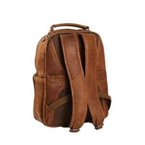 Chesterfield Brand College Backpack Austin genuine leather laptop backpack | Campus backpack for college, teacher and business, daypack in cognac | with notebook compartment