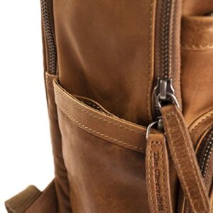 Chesterfield Brand College Backpack Austin genuine leather laptop backpack | Campus backpack for college, teacher and business, daypack in cognac | with notebook compartment