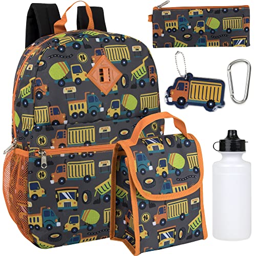 Trail maker Boy's 6 in 1 Backpack With Lunch Bag, Pencil Case, and Accessories