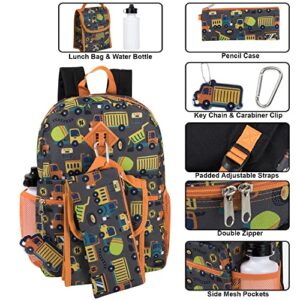 Trail maker Boy's 6 in 1 Backpack With Lunch Bag, Pencil Case, and Accessories