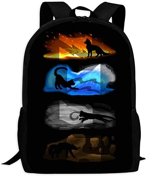 UUJJCG Youth Adult Durable Waterproof Warriors Cat Backpack Shoulder Bag School Bag Bookbag for Hiking Traveling School