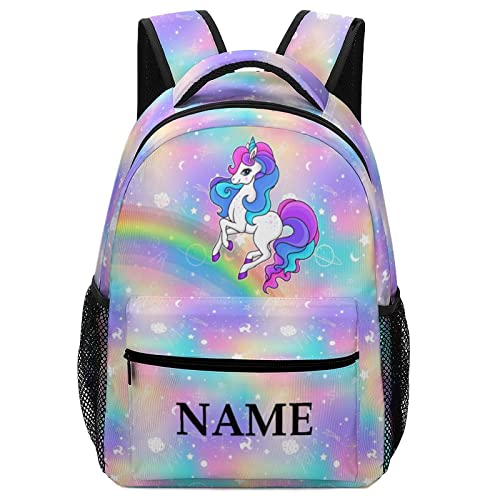 Custom Galaxy Rainbow Unicorn Backpack Personalized Name Text Backpack Daypacks Customized BookBags School Bag for Student Boys Girls