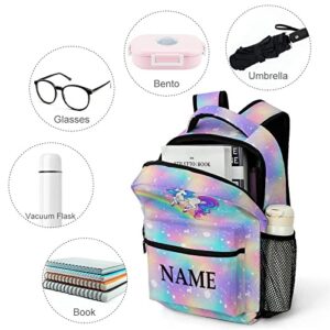 Custom Galaxy Rainbow Unicorn Backpack Personalized Name Text Backpack Daypacks Customized BookBags School Bag for Student Boys Girls