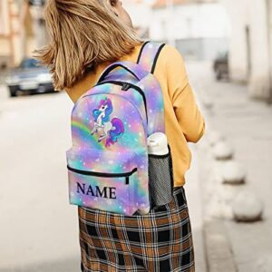 Custom Galaxy Rainbow Unicorn Backpack Personalized Name Text Backpack Daypacks Customized BookBags School Bag for Student Boys Girls