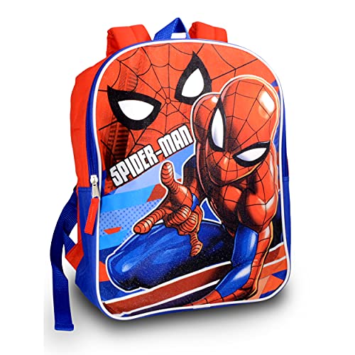 Marvel Spiderman Backpack With Lunch Box ~ 5 Pc Bundle With 15" Spiderman School Bag For Boys, Girls, Kids, Lunch Bag, Stickers, And More (Spiderman School Supplies)