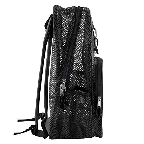 Collapsible Mesh Backpacks for Adults, School, Beach - Backpack with Reflective Strip and Wire Frame for Support (Black)