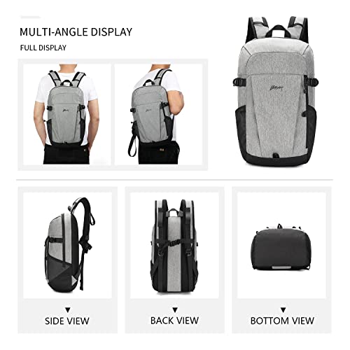 BE SMART Travel Backpack Lightweight Sport Bag Laptop Bag fits 13.5 Inches Computer for Man & Woman Durable School Book Bag for College Student for Hiking Work Business Camping-Grey