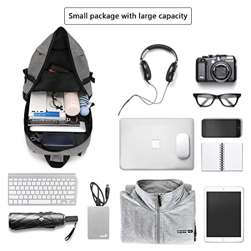 BE SMART Travel Backpack Lightweight Sport Bag Laptop Bag fits 13.5 Inches Computer for Man & Woman Durable School Book Bag for College Student for Hiking Work Business Camping-Grey