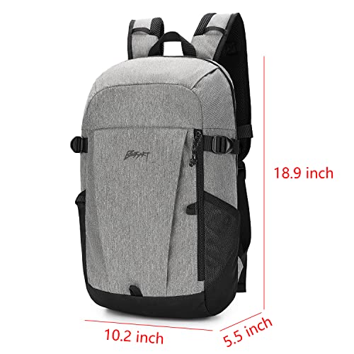 BE SMART Travel Backpack Lightweight Sport Bag Laptop Bag fits 13.5 Inches Computer for Man & Woman Durable School Book Bag for College Student for Hiking Work Business Camping-Grey