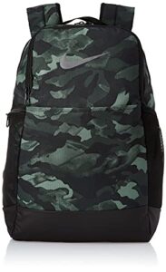 nike brasilia 9.0 all over print medium backpack, ba6334-077 (light solar flare heather/black/metallic cool grey)