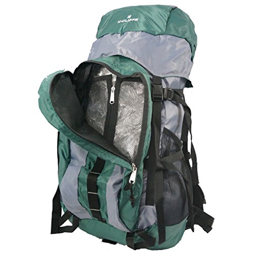 K-Cliffs 53L Medium Hiking Backpack Camping Daypack w/Internal Aluminum Support