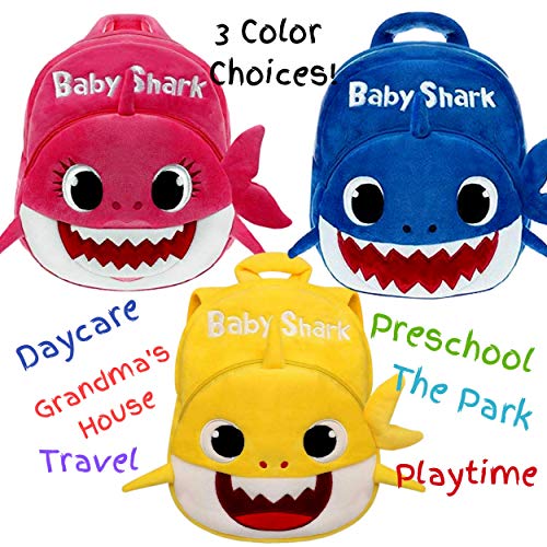 Q&M Novelties Baby Shark Toddler Mini Backpack Plush Toy (Yellow- Baby Shark)