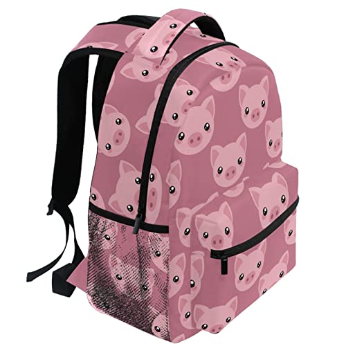 ZZKKO Cartoon Animal Pig School Backpacks Book Bag for Boys Girls Travel Hiking Camping Daypack Work Laptop Backpack Pink